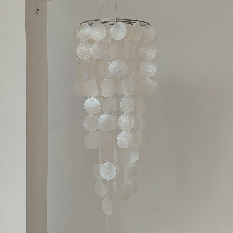 Capiz Shell Chandelier Wind Chime: Handmade Natural Lamp Shade - Etsy