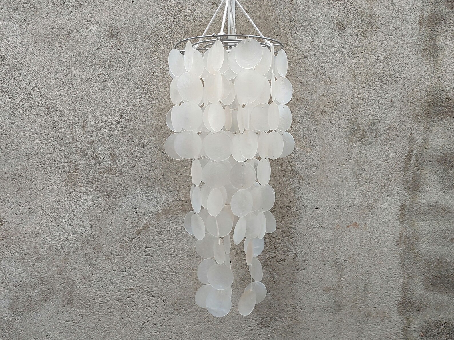 Capiz Shell Chandelier Wind Chime: Handmade Natural Lamp Shade - Etsy