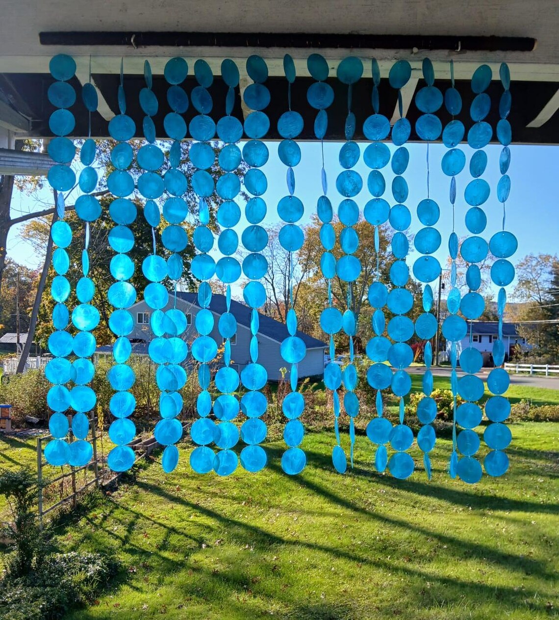 Blue Capiz Shell Wall Curtain Decor, Capiz Wall Art, Wind Chime for ...
