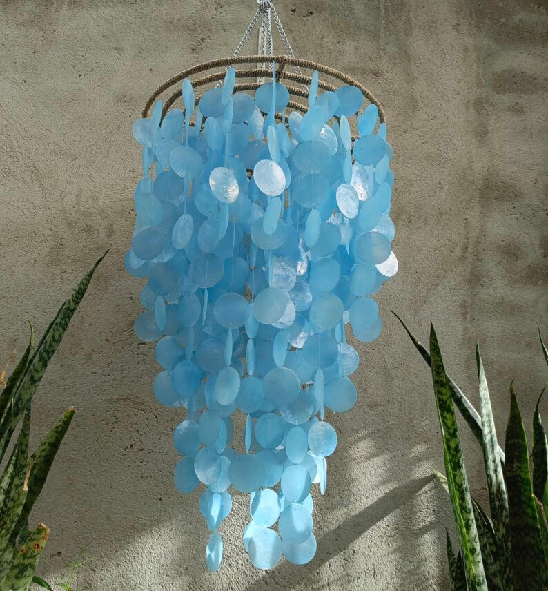 Capiz Shell Chandelier, Lamp Shade, Ceiling Lighting Pendant, Boho ...