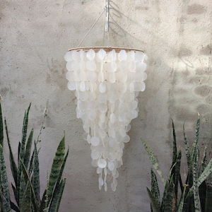 Custom Capiz Shell Chandelier, Lamp Shade, Lighting Pendant, Boho ...