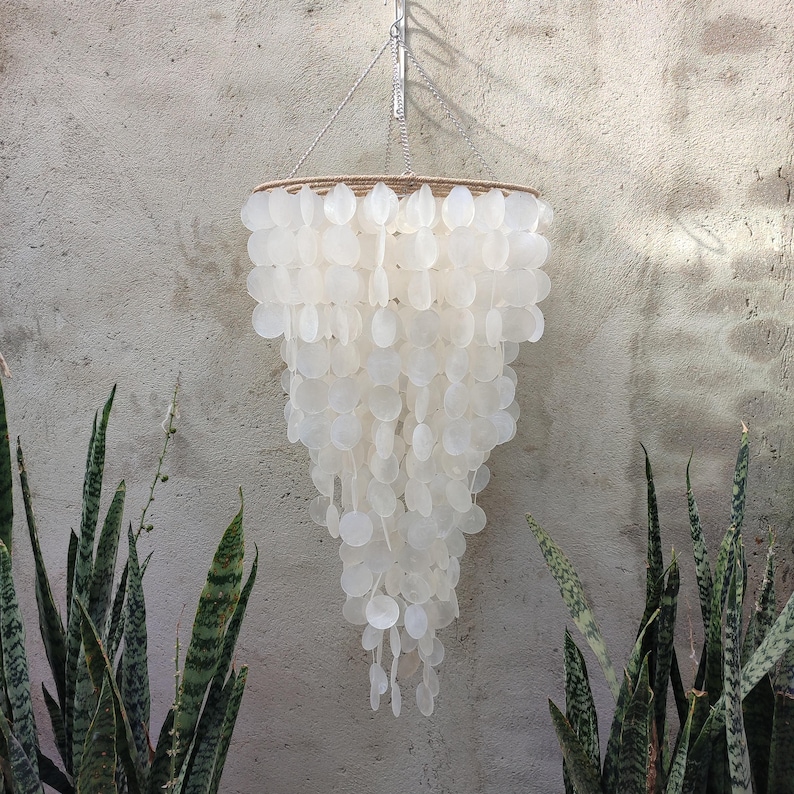 Custom Capiz Shell Chandelier, Lamp Shade, Lighting Pendant, Boho ...