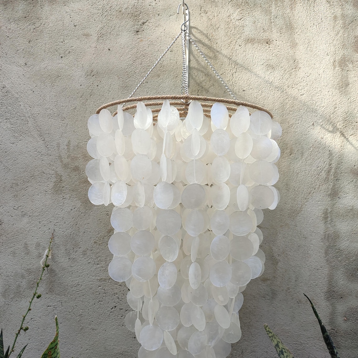 Custom Capiz Shell Chandelier, Lamp Shade, Lighting Pendant, Boho ...