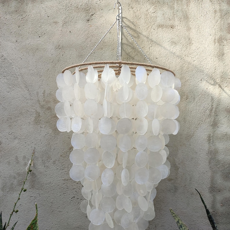 Custom Capiz Shell Chandelier, Lamp Shade, Lighting Pendant, Boho ...