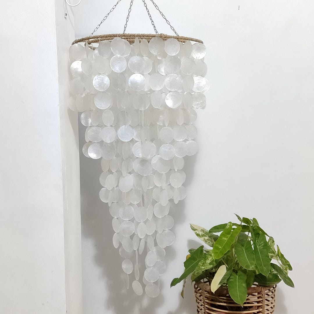 Custom Capiz Shell Chandelier, Lamp Shade, Lighting Pendant, Boho ...