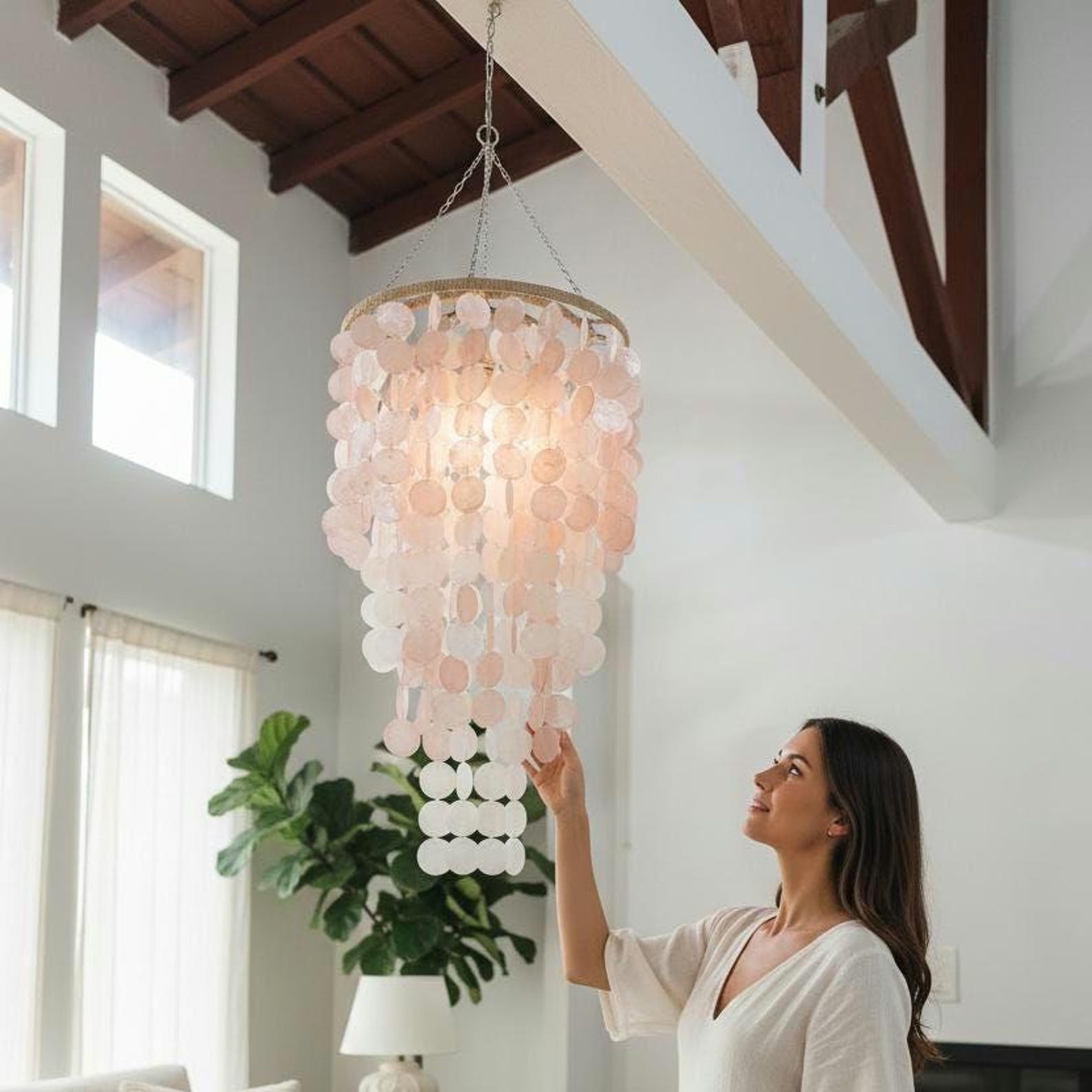 Capiz Shell Lighting Pendant: Boho Decor Lamp Shade - Etsy