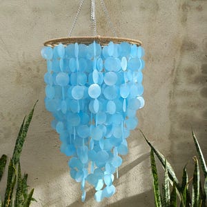 Capiz Shell Chandelier, Lamp Shade, Ceiling Lighting Pendant, Boho ...