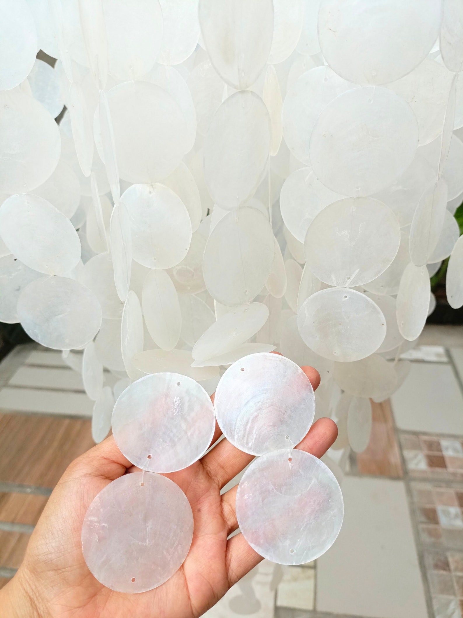 Custom Capiz Shell Chandelier, Lamp Shade, Lighting Pendant, Boho ...