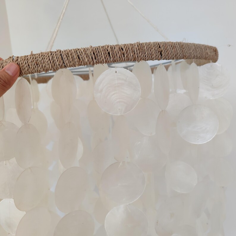 Custom Capiz Shell Chandelier, Lamp Shade, Lighting Pendant, Boho ...