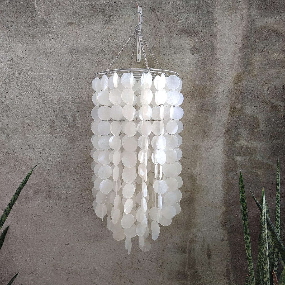 Handmade Capiz Chandelier Lighting Pendant, Capiz Lamp Shade & Costal ...