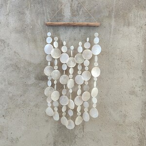 Natural Capiz Shell Wall Decor, Capiz Wall Art, Wind Chime for Costal ...
