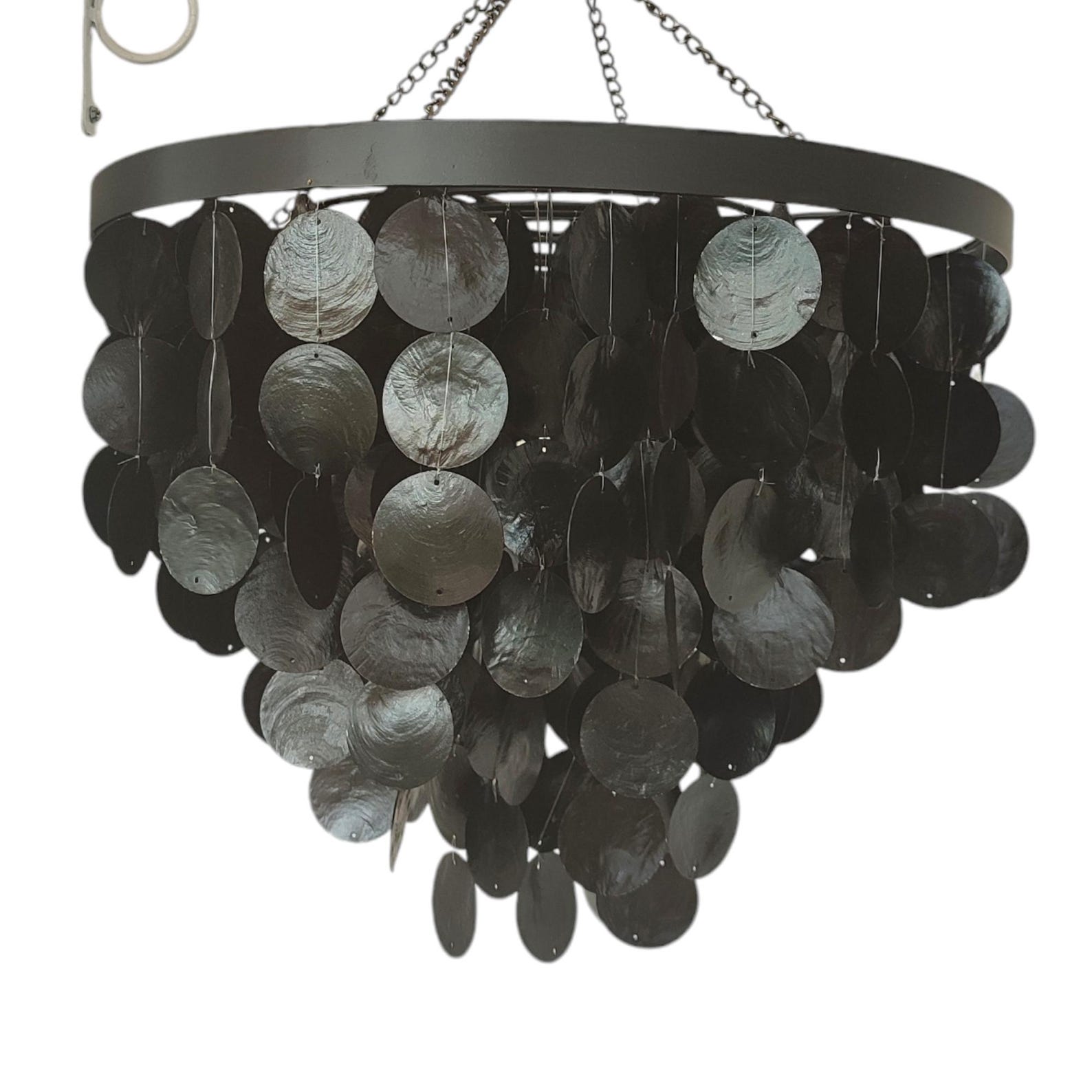 Black Capiz Lamp Shade, Capiz Shell Chandelier, Capiz Ceiling Light for ...