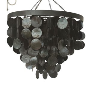 Black Capiz Lamp Shade, Capiz Shell Chandelier, Capiz Ceiling Light for ...