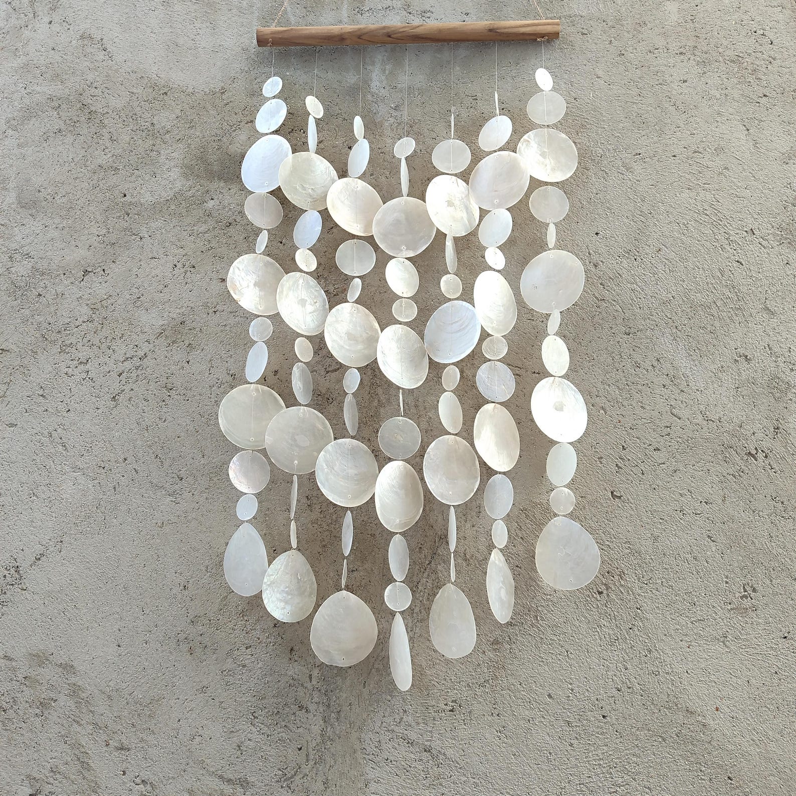 Natural Capiz Shell Wall Decor, Capiz Wall Art, Wind Chime for Costal ...