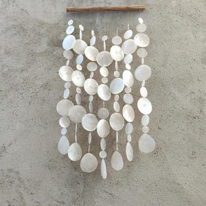 Natural Capiz Shell Wall Decor, Capiz Wall Art, Wind Chime for Costal ...