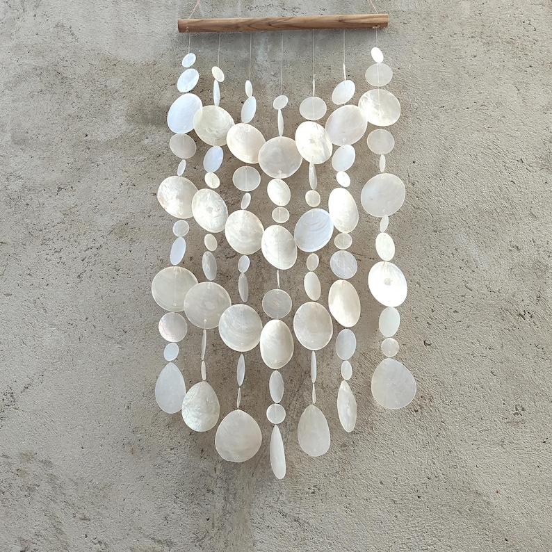 Natural Capiz Shell Wall Decor, Capiz Wall Art, Wind Chime for Costal ...