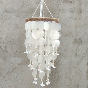 Capiz Chandelier Wind Chime Made by Capiz Shell for Costal Décor & Boho ...