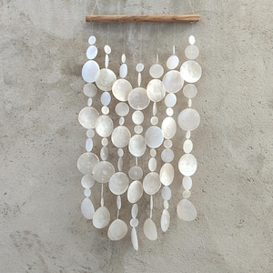 Natural Capiz Shell Wall Decor, Capiz Wall Art, Wind Chime for Costal ...
