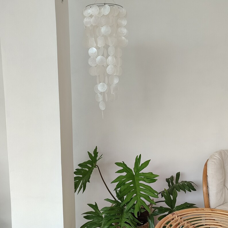 Capiz Shell Chandelier Wind Chime: Handmade Natural Lamp Shade - Etsy