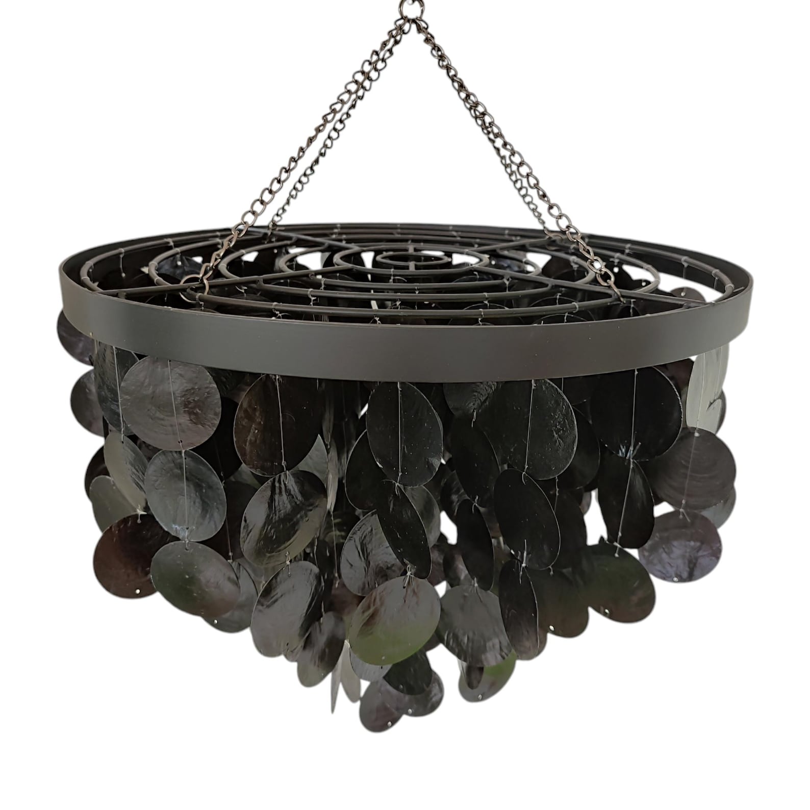 Black Capiz Lamp Shade, Capiz Shell Chandelier, Capiz Ceiling Light for ...