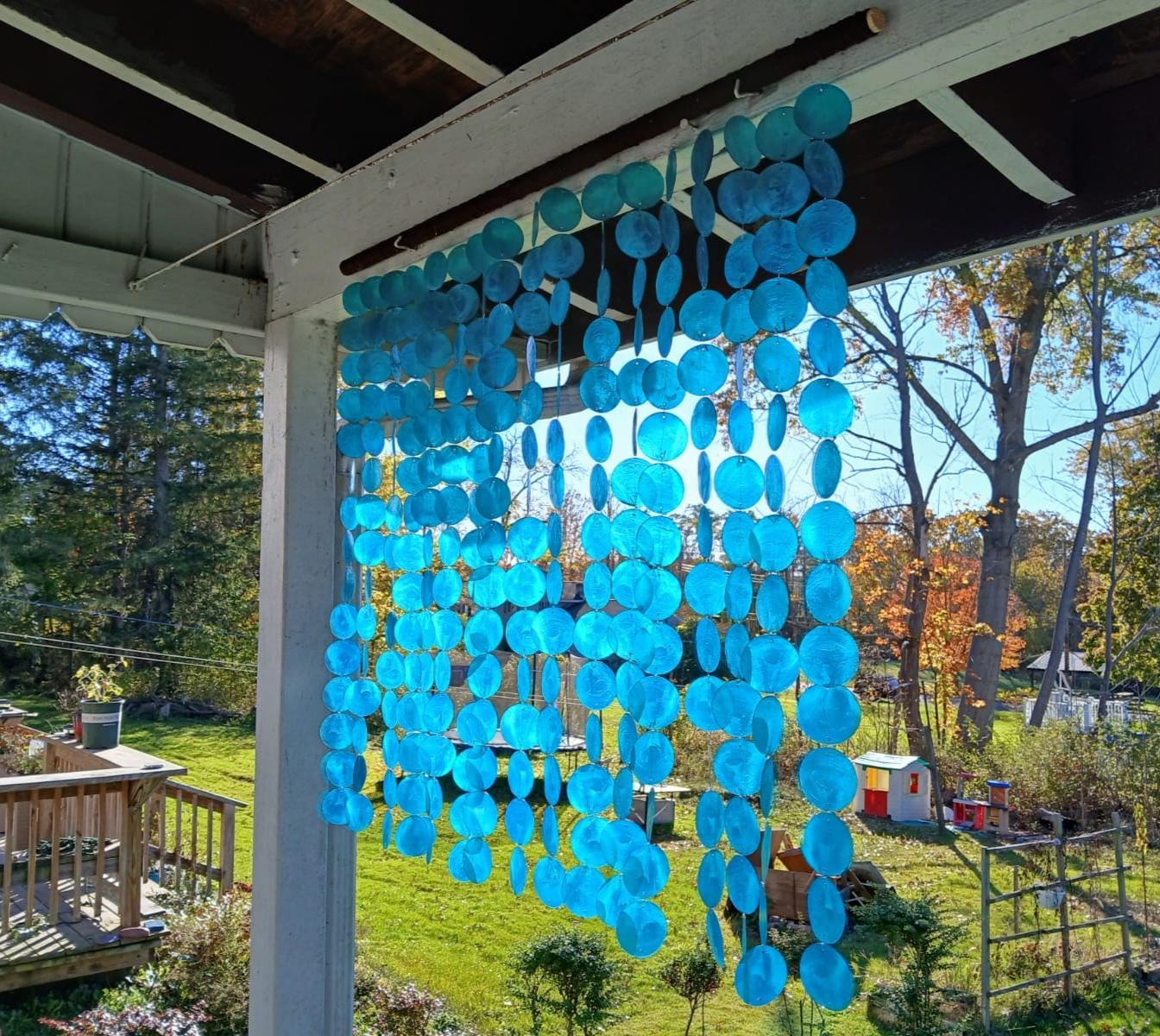 Blue Capiz Shell Wall Curtain Decor, Capiz Wall Art, Wind Chime for ...