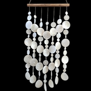 Natural Capiz Shell Wall Decor, Capiz Wall Art, Wind Chime for Costal ...