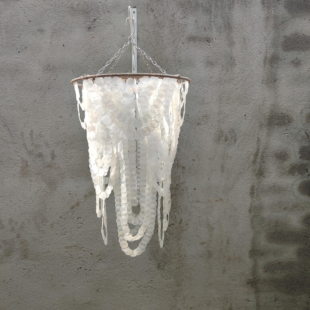 Capiz Shell Chandelier: Natural Coastal Lighting, 30cm Lamp Shade - Etsy
