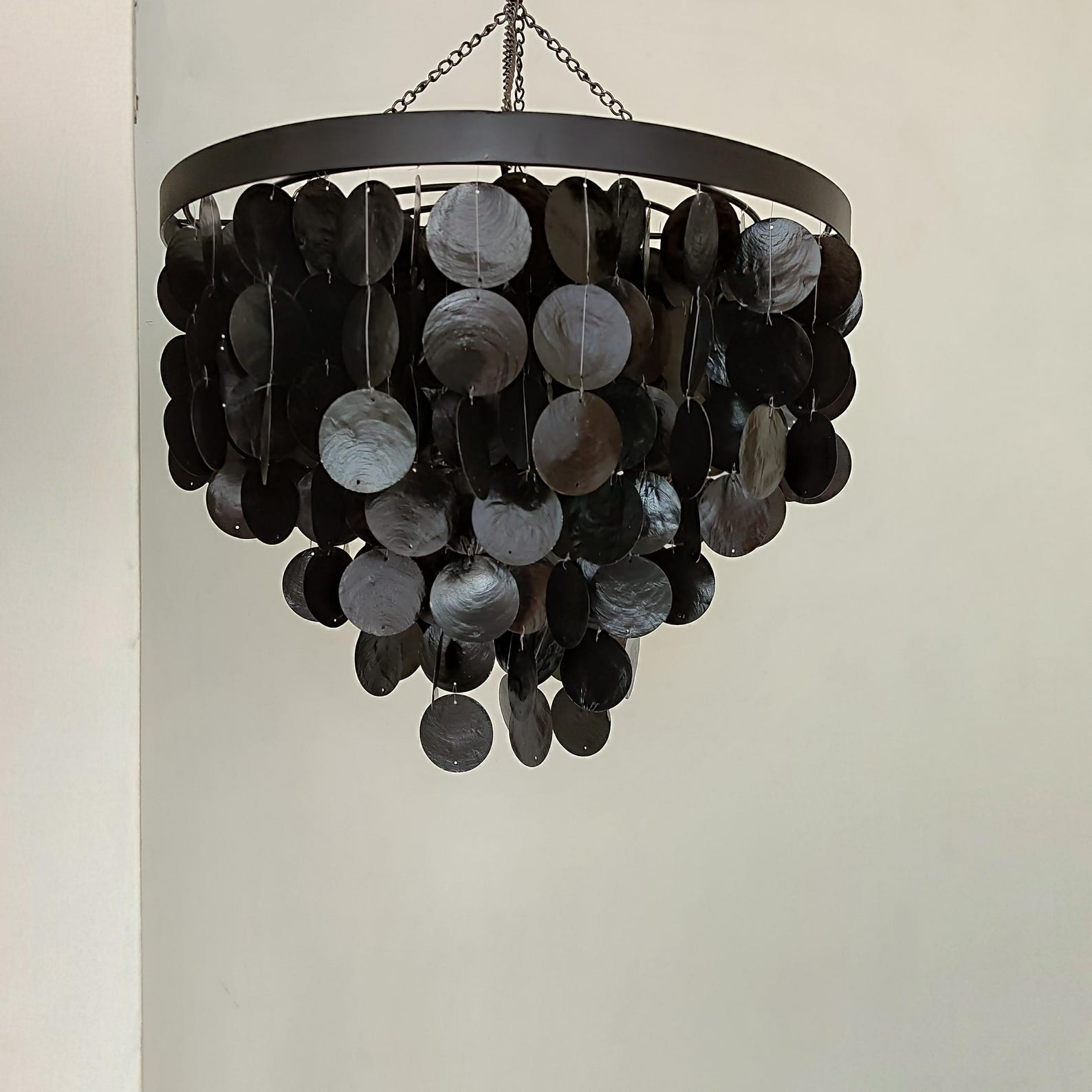 Black Capiz Lamp Shade, Capiz Shell Chandelier, Capiz Ceiling Light for ...