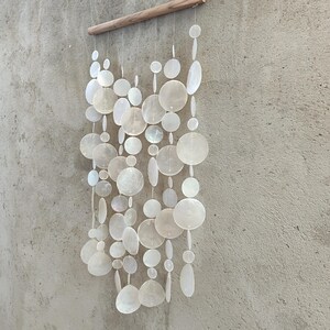 Natural Capiz Shell Wall Decor, Capiz Wall Art, Wind Chime for Costal ...