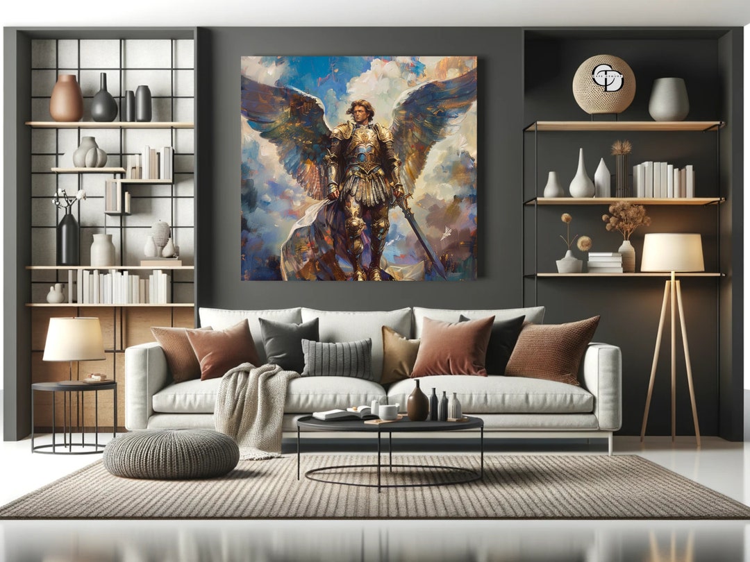 Heavenly Guardian: Archangel Michael Canvas Art Archangel Decor Angelic ...