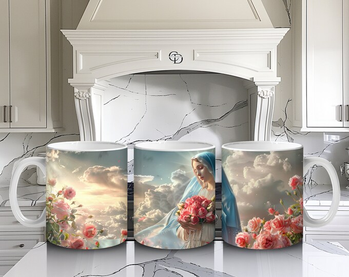 Virgin Mary Holy Mother of Light Ceramic Mug Coffee Mugs Religious Art ...