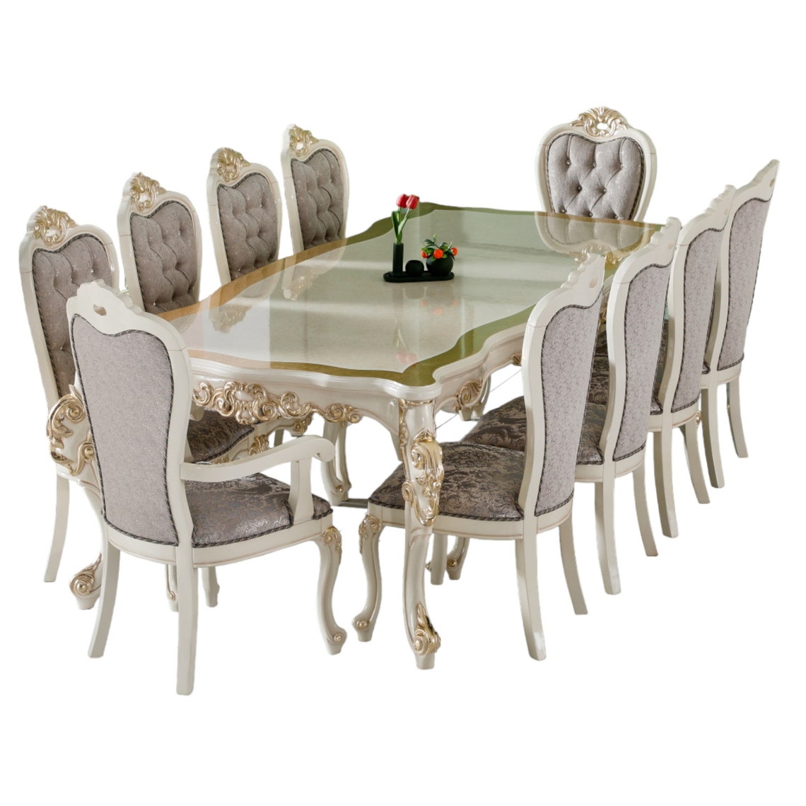 French Style Dining Table, Traditional Dining Set, Solid Wood Dining ...