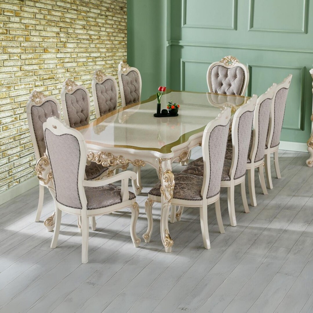 French Style Dining Table, Traditional Dining Set, Solid Wood Dining ...