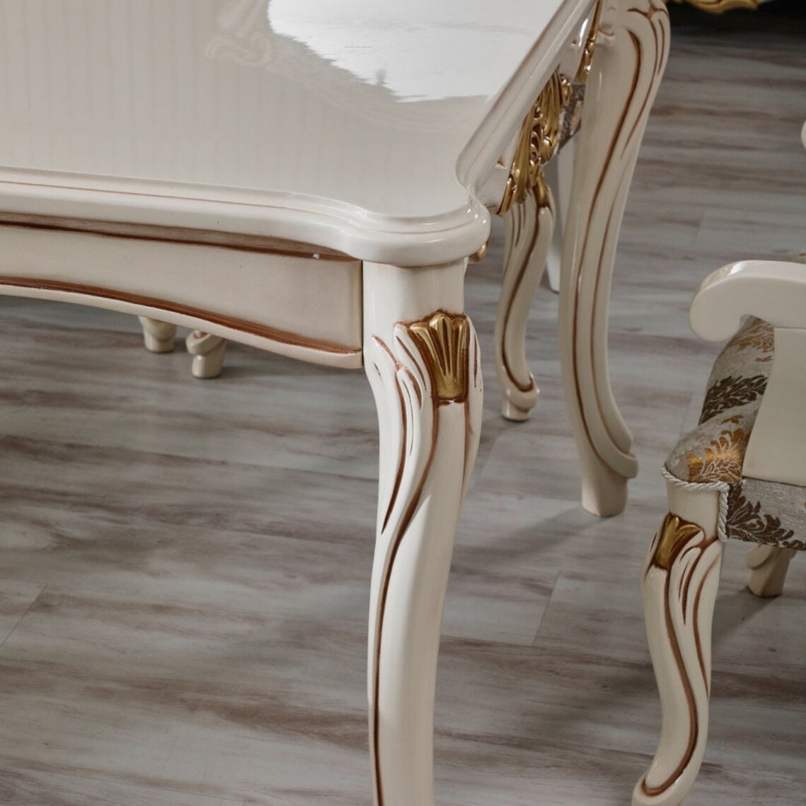 Traditional Dining Table Set, Solid Wood Dining Table, Luxury Dining ...