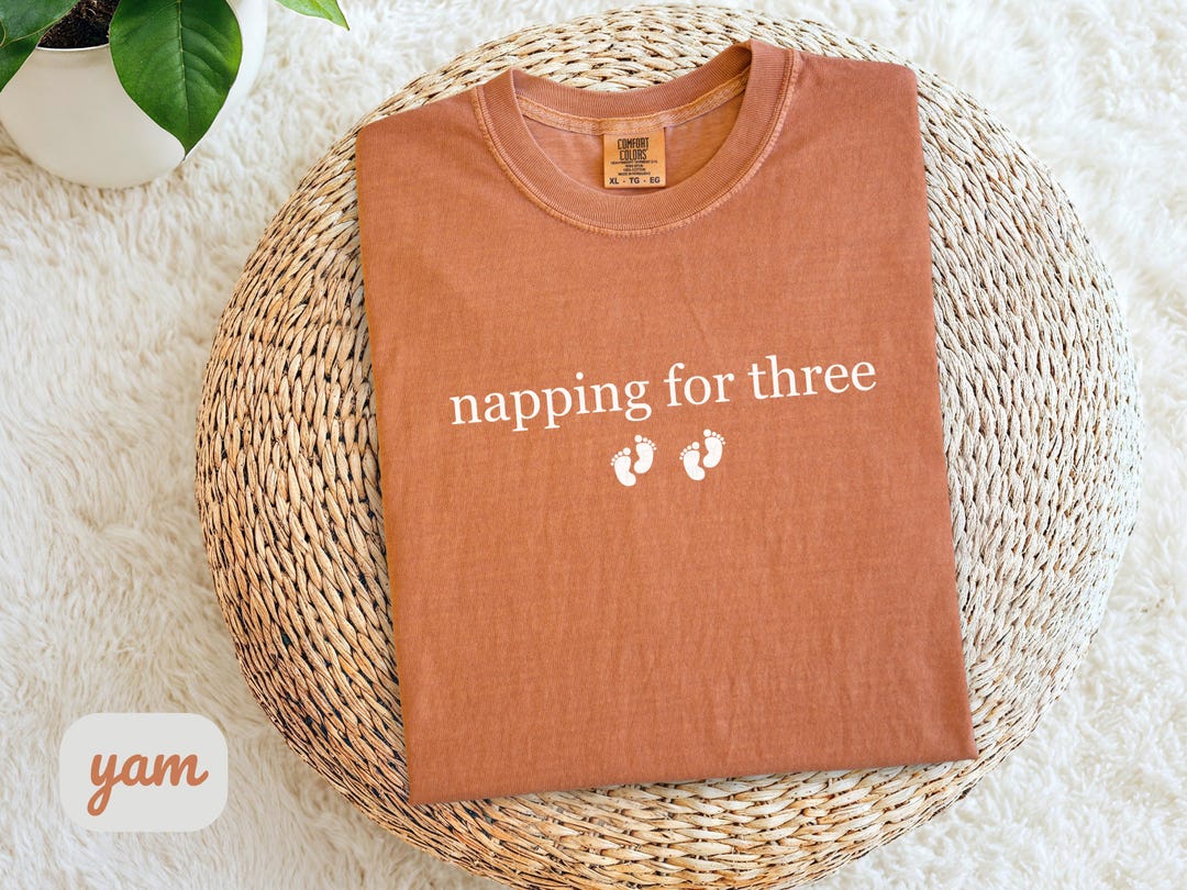 Napping for Three Pregnancy Shirt, Expecting Twins, Baby Footprints ...