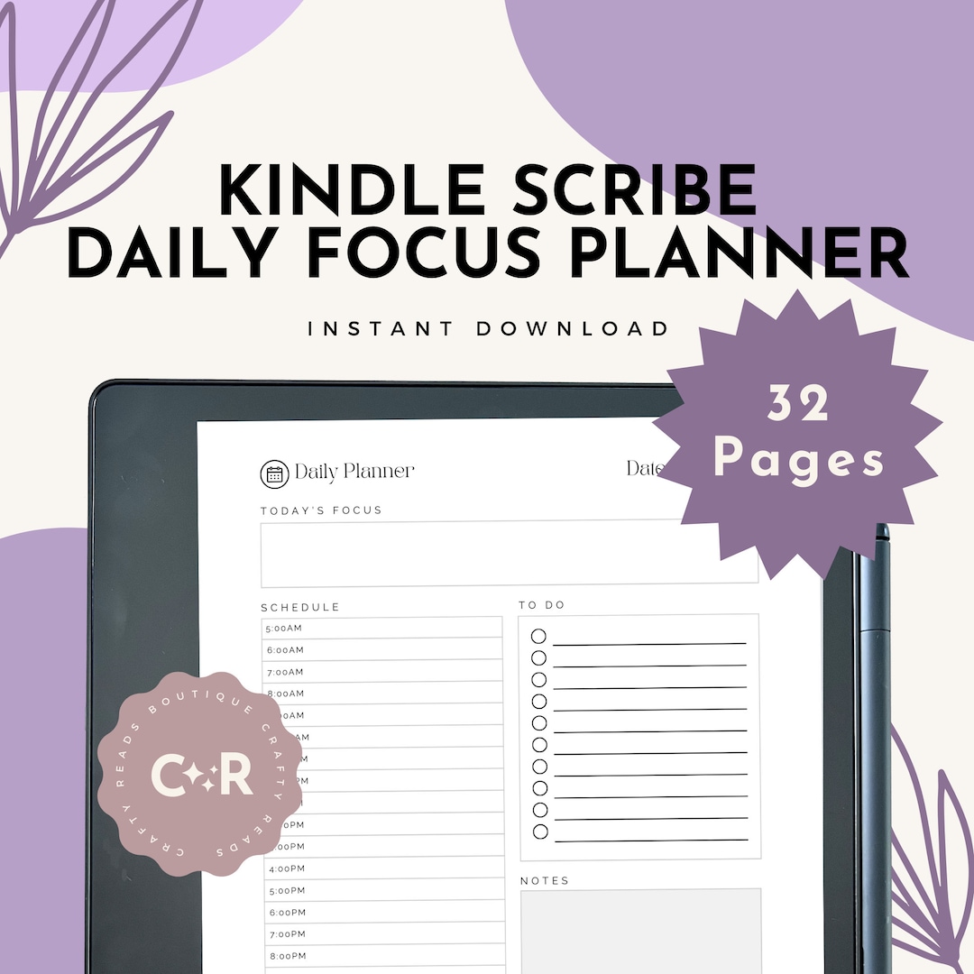 Daily Focus Planner - Instant Download Notebook for Kindle Scribe ...