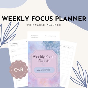 Printable Weekly Focus Planner - PDF With Monthly Calendar and Weekly ...