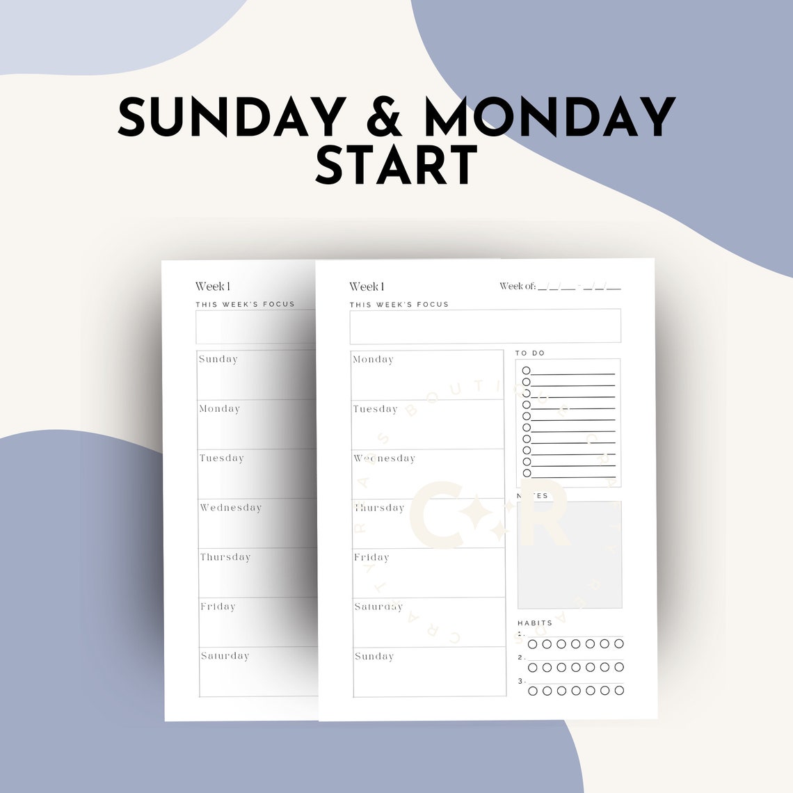 1 Month Goal Setting Focus Planner - Printable PDF (US Letter, A5, A4 ...