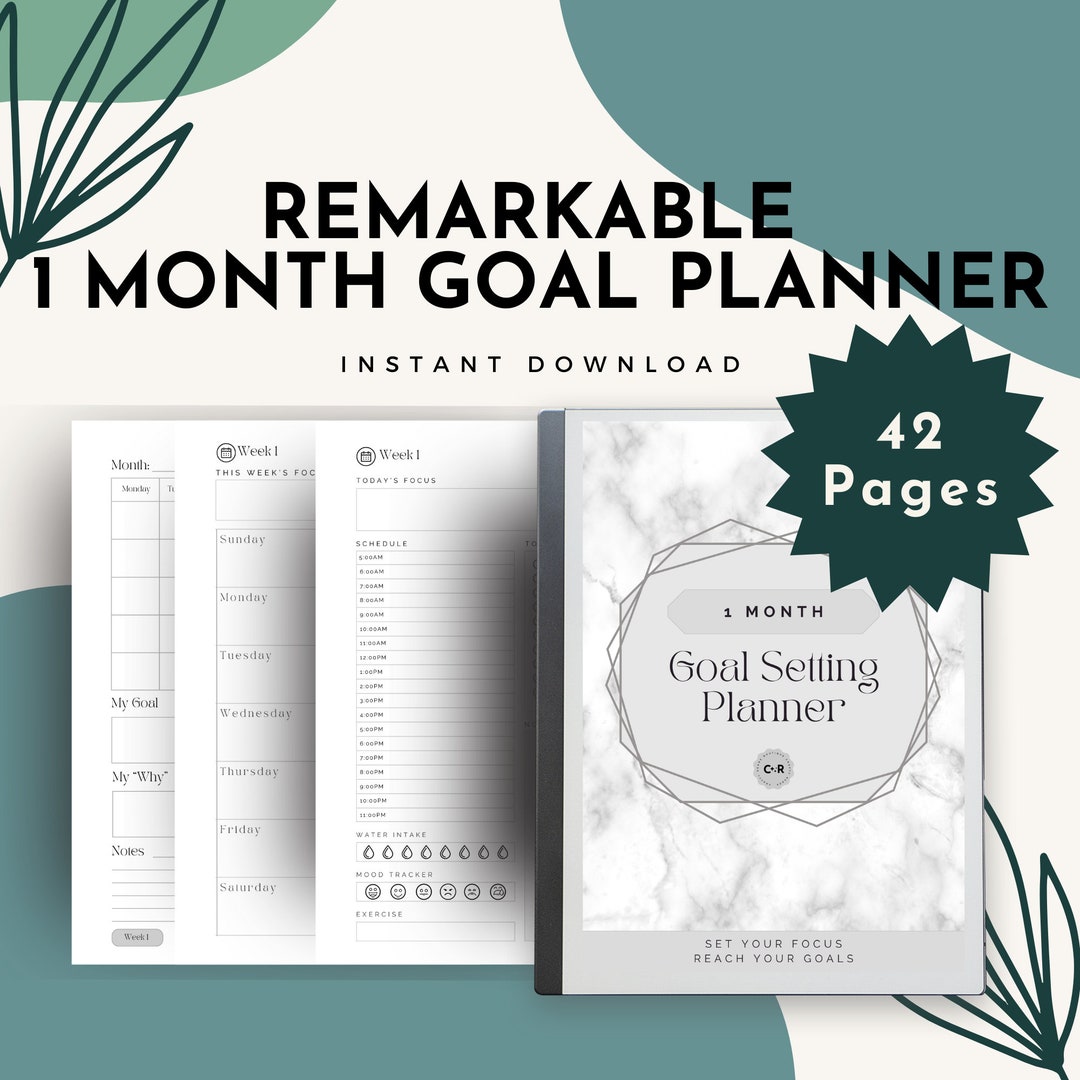 1 Month Goal Setting Focus Planner for Remarkable Tablet (PDF ...