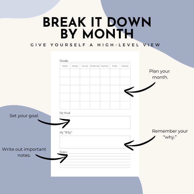 3 Month Goal Setting Focus Planner - Printable PDF (US Letter, A5, A4 ...