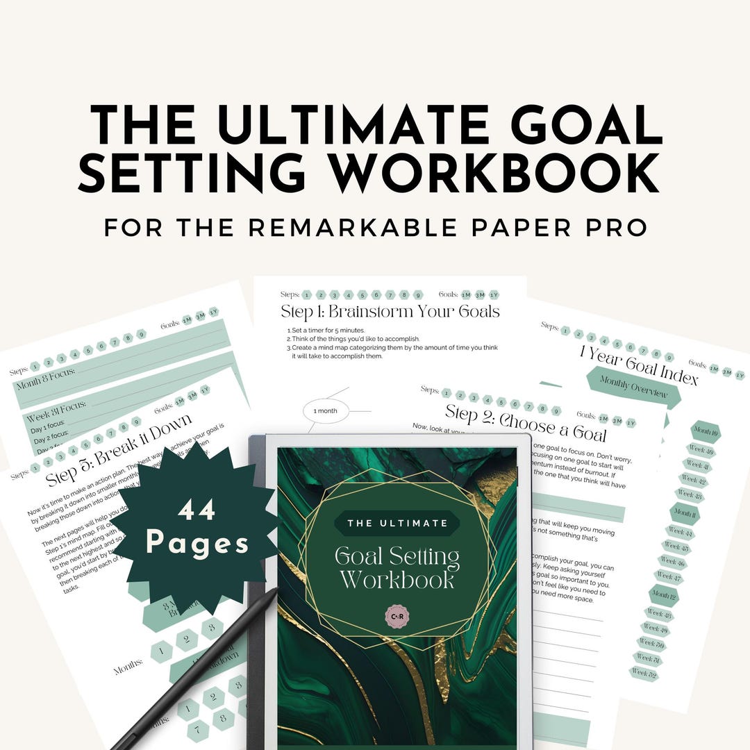 Ultimate Goal Setting Workbook for Remarkable Paper Pro - 9 Steps to ...