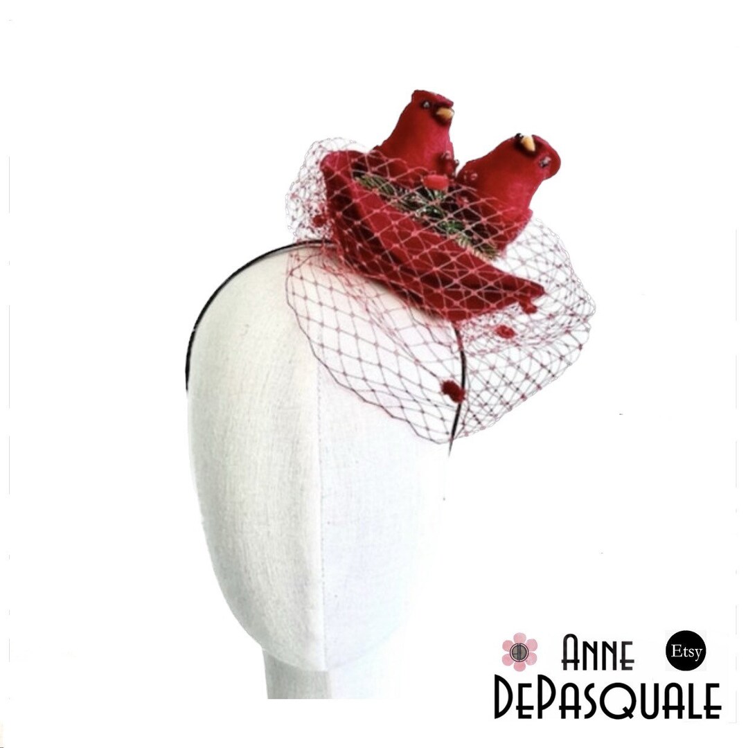 Cardinal Fascinator, Red Bird Headband, Holiday Headpiece - Etsy
