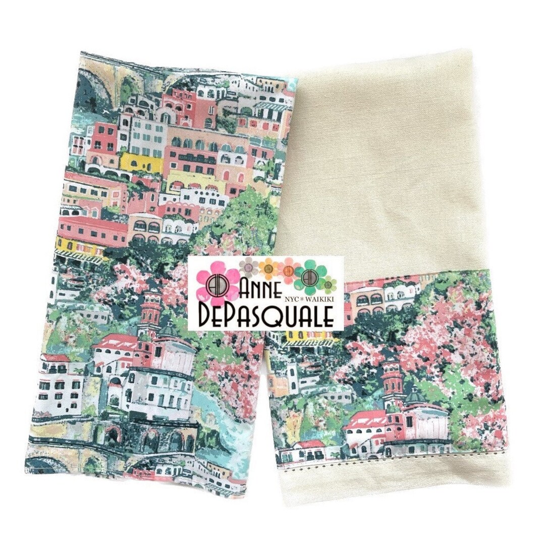 Italian Riviera Tea Towel / Headscarf, Amalfi Coast, Italian Print ...