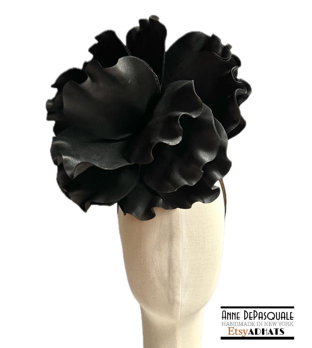 Big Black Flower Fascinator, Large Flower Headdress, Derby, Ladies ...