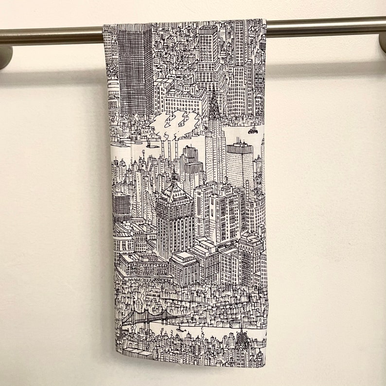 Manhattan Map Tea Towrl, New York City Map, Skyline Print - Etsy