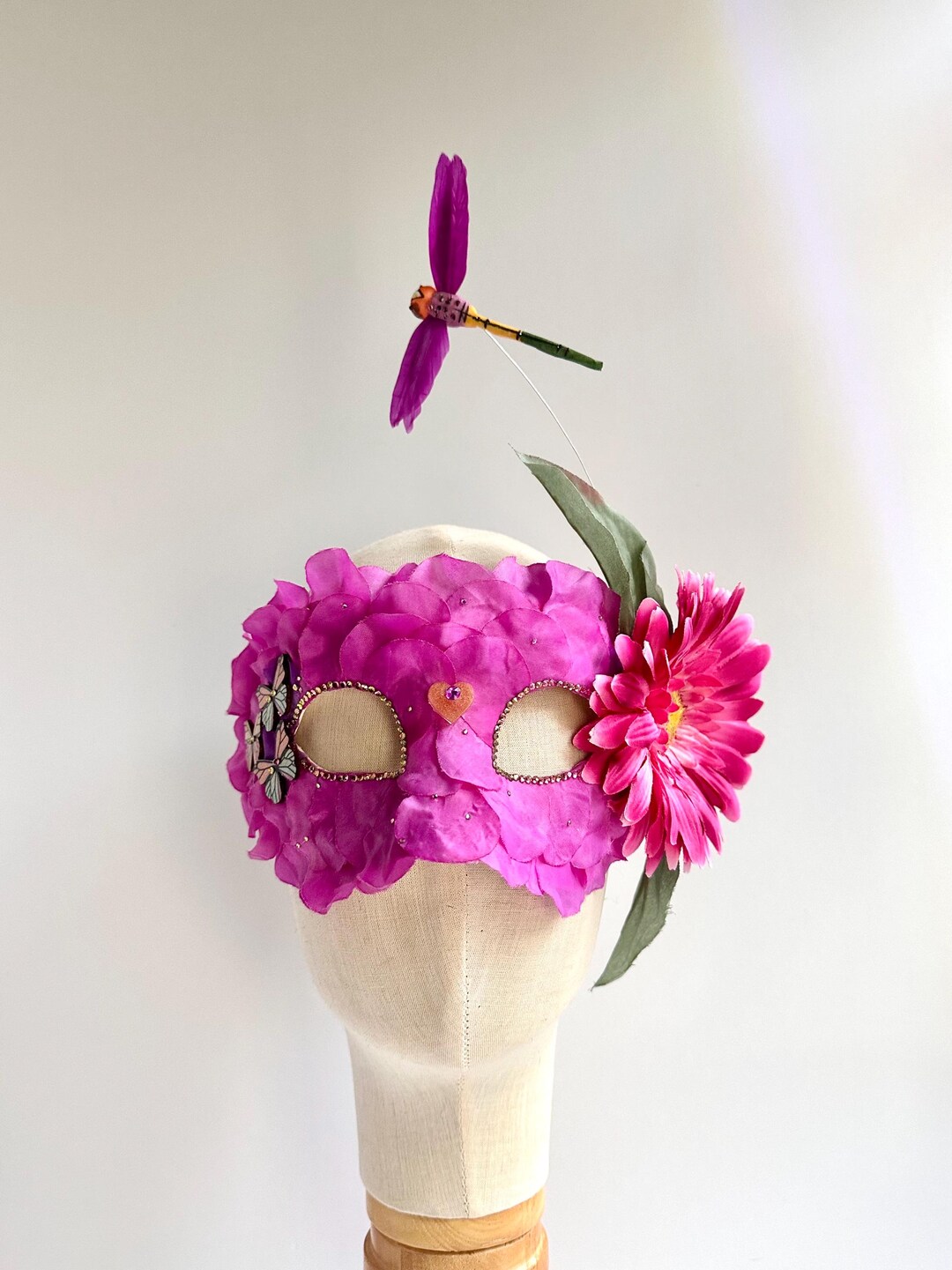 Dragon Fly Masquerade Mask, Pink Flower, Save Venice Ball, Wedding Mask ...