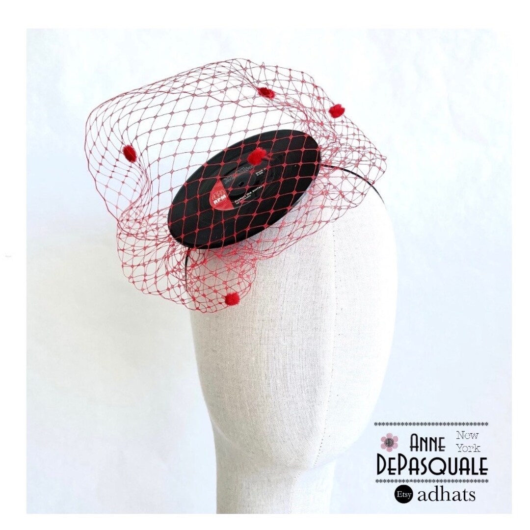 Black Headpiece, Kentucky Derby, Mini Record, Rockabilly - Etsy
