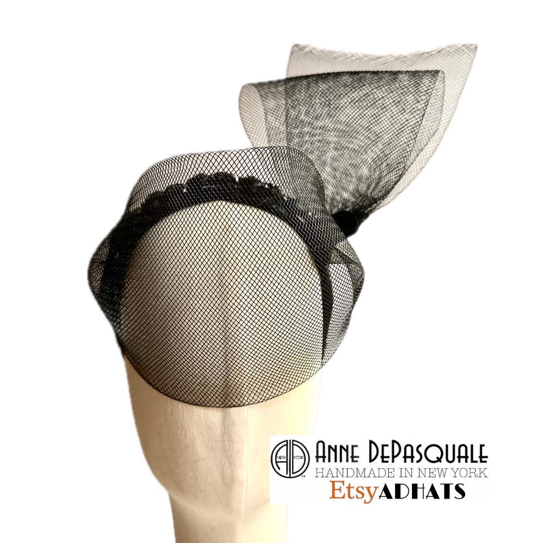 Black Fascinator Mask, Halloween, Wedding, Masquerade, All Black ...