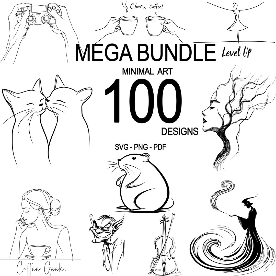 Mega SVG Bundle, 100 Minimal SVG Designs, SVG, Png, Pdf, Clipart-datei ...