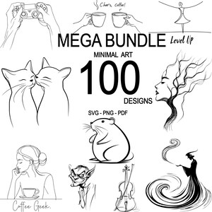 Mega SVG Bundle, 100 Minimal SVG Designs, SVG, Png, Pdf, Clipart-datei ...